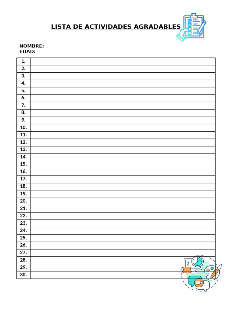 Lista de Actividades Agradables | PDF