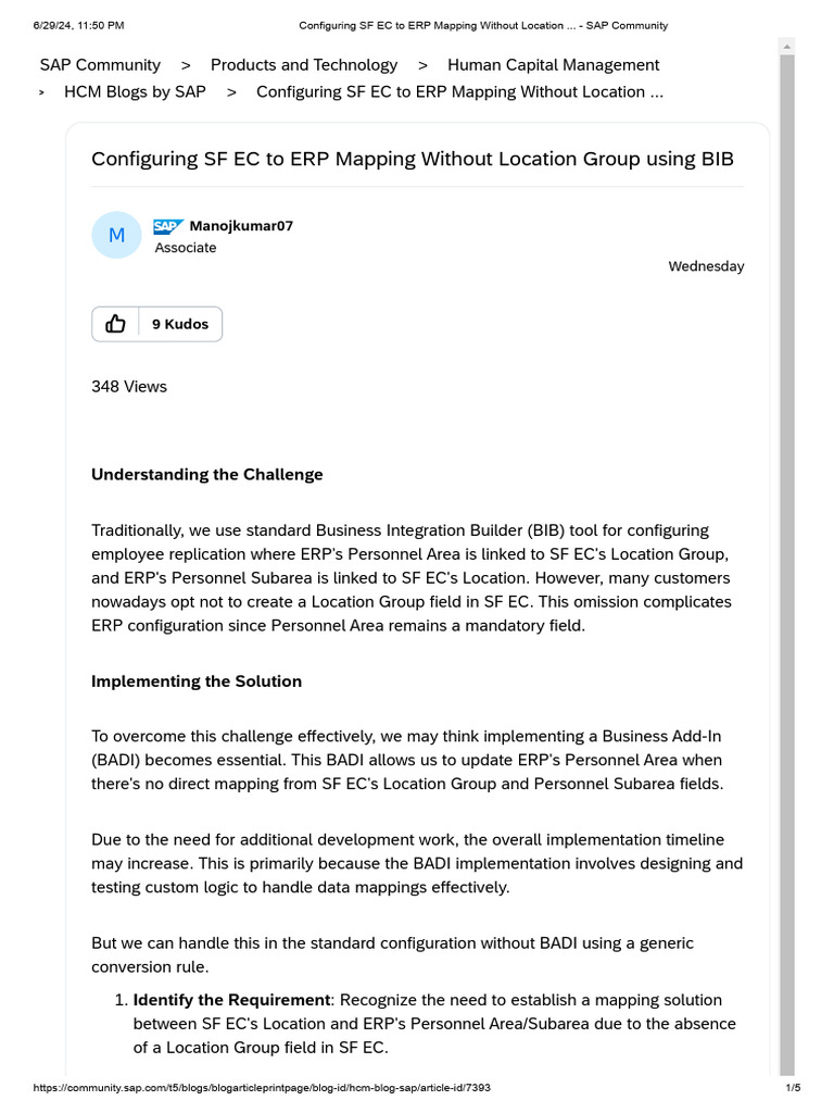 Configuring SF EC to ERP Mapping Without Location ... - SAP Community ...