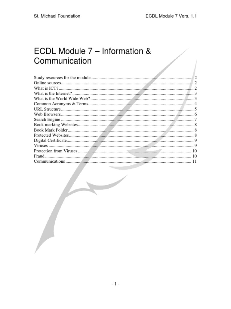 ECDL Module 7 Notes | PDF | World Wide Web | Internet & Web
