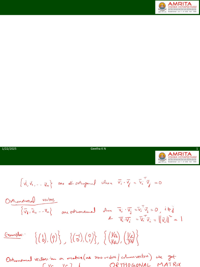 23MAT112 03 MIS2 OrthogonalBasis Projections | PDF | Linear Subspace ...