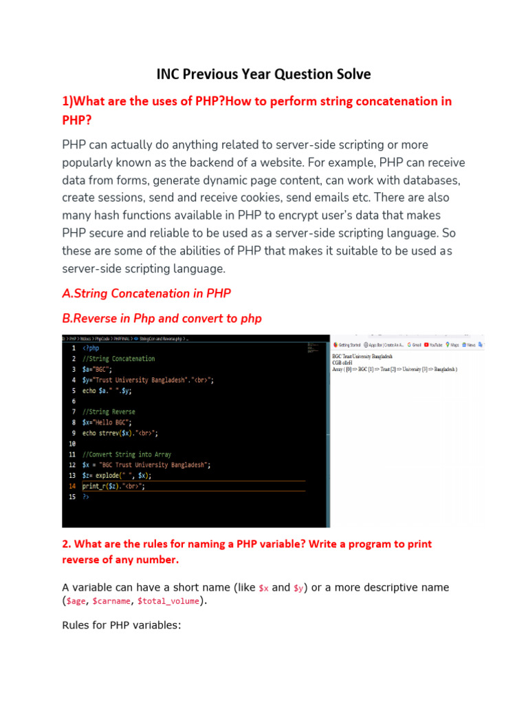 PHP Previous Year Question Solve by Sayed | PDF | Php | Software Development