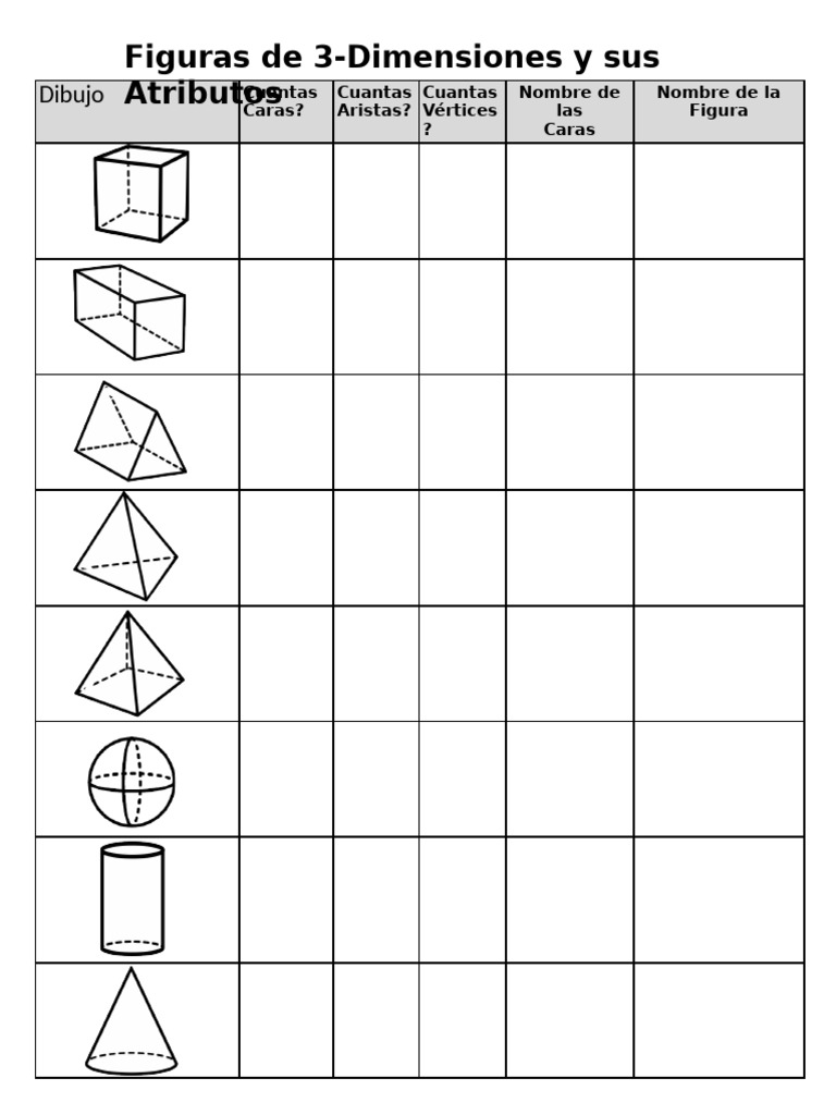 Figuras de 3-Dimensiones y Sus Atributos: Dibujo | PDF | Rectángulo ...