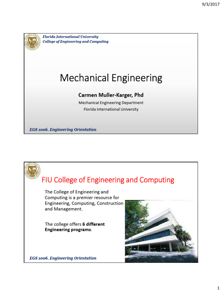 FIU Engineering Orientation Overview | PDF | Engineering | Mechanical ...