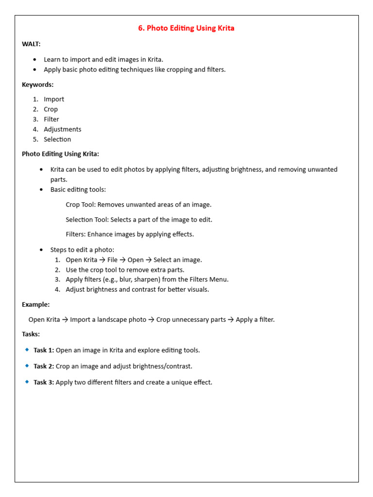 Photo Editing Using Krita | PDF