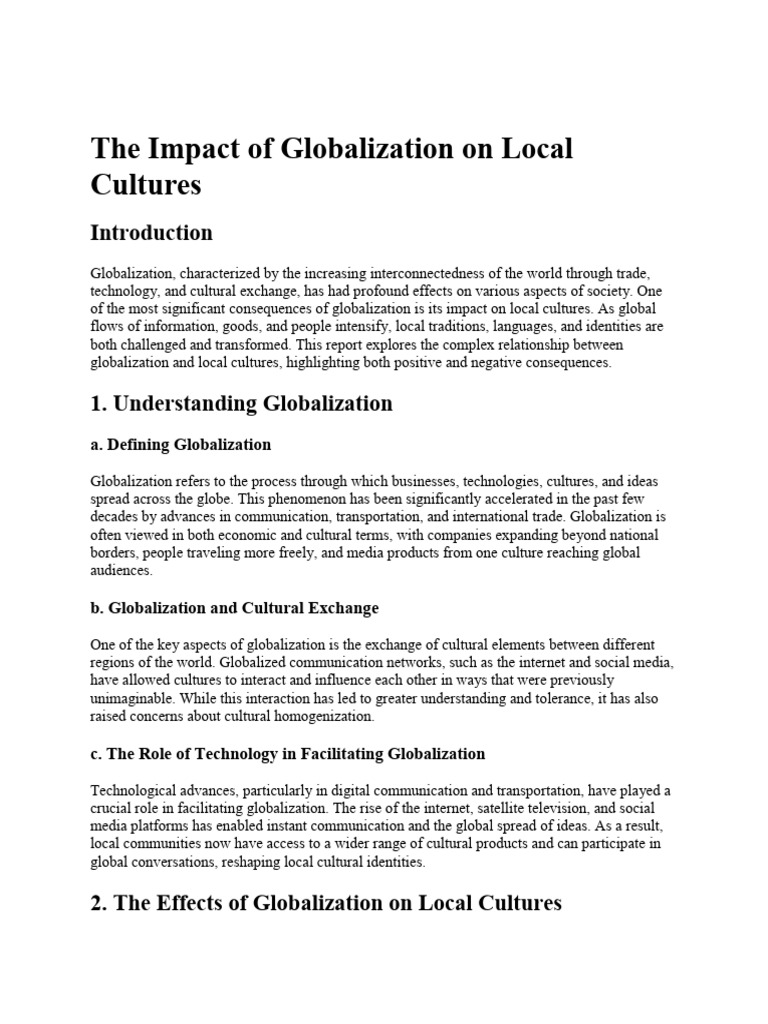 Globalization's Effects on Local Cultures | PDF | Globalization ...