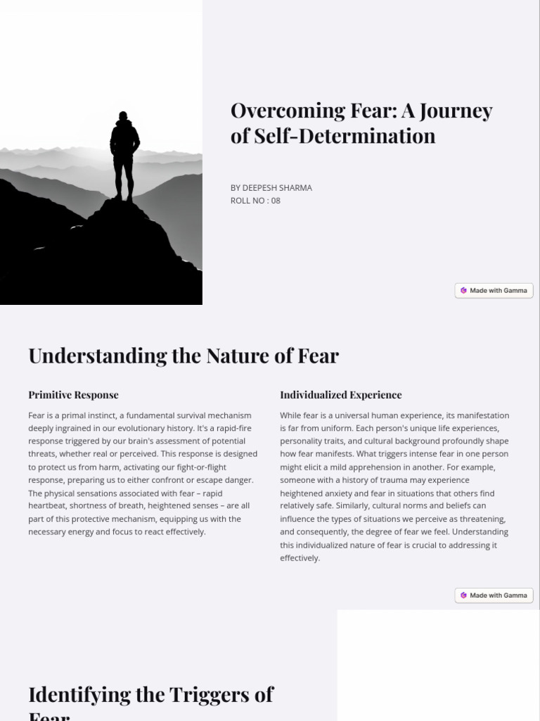 Overcoming Fear A Journey of Self Determination | PDF | Fear ...