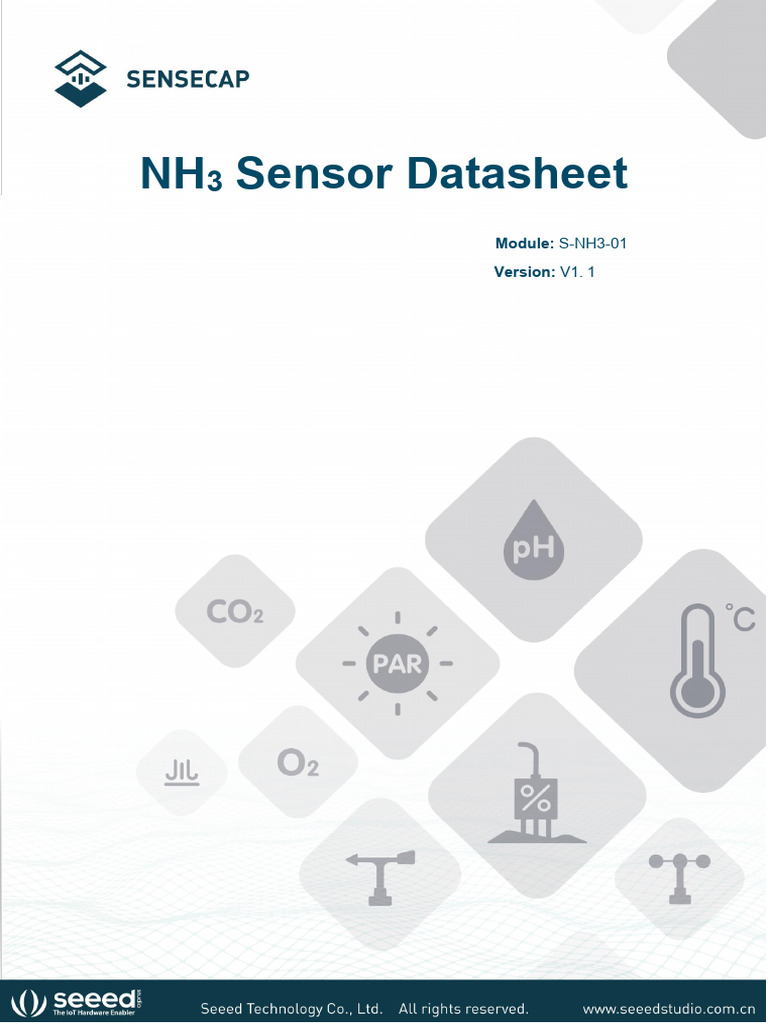 NH3 Sensor S-NH3-01 User Manual | PDF | Sensor