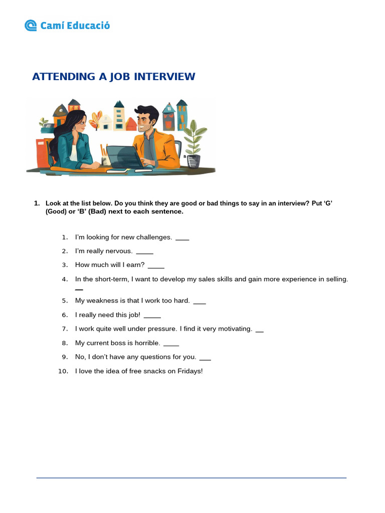 Attending A Job Interview Preparation | PDF | Job Interview | Social ...