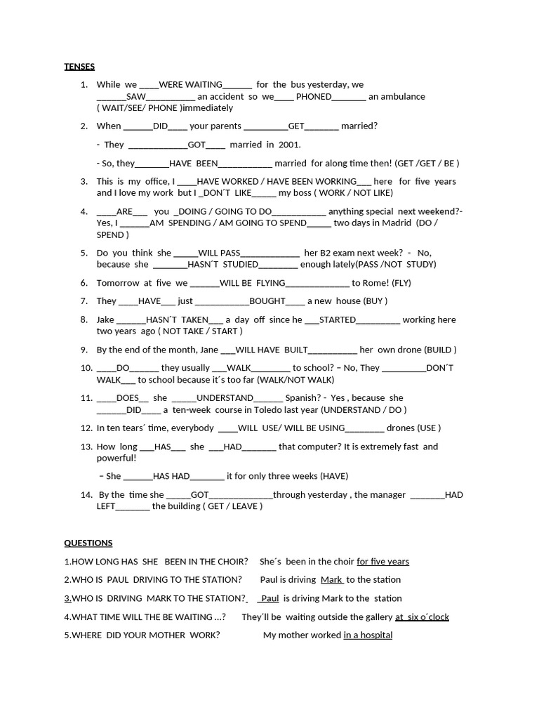 REV - EXER 1 BACH KEY - Term 2 | PDF | Grammar | Linguistics
