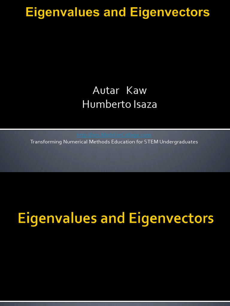 Mws Gen Sle PPT Eigenvalues | PDF | Eigenvalues And Eigenvectors | Algebra