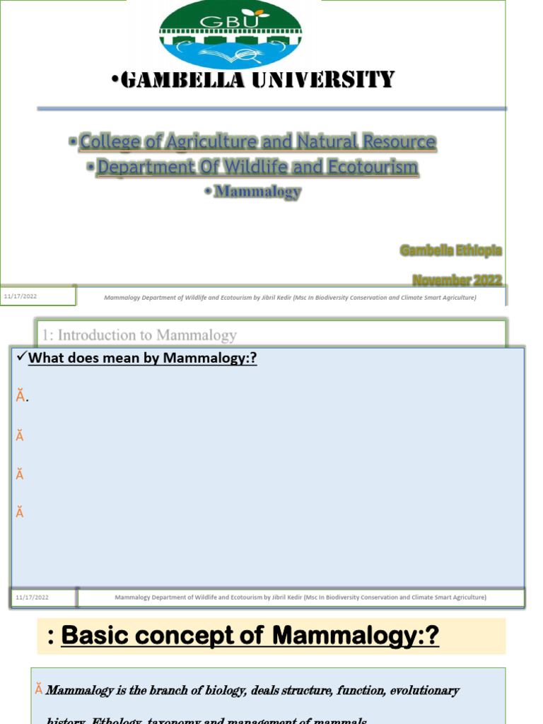 Presentation Mammalogy-2022 | PDF | Mammals | Marsupials
