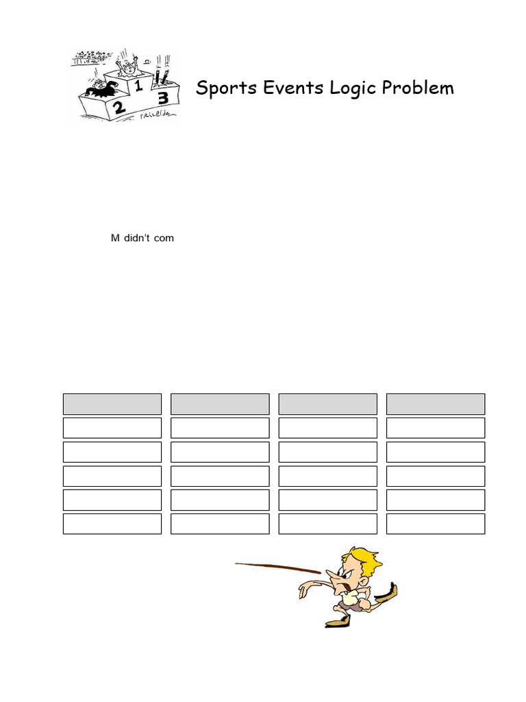 Sports Events Logic Puzzle Solution | PDF