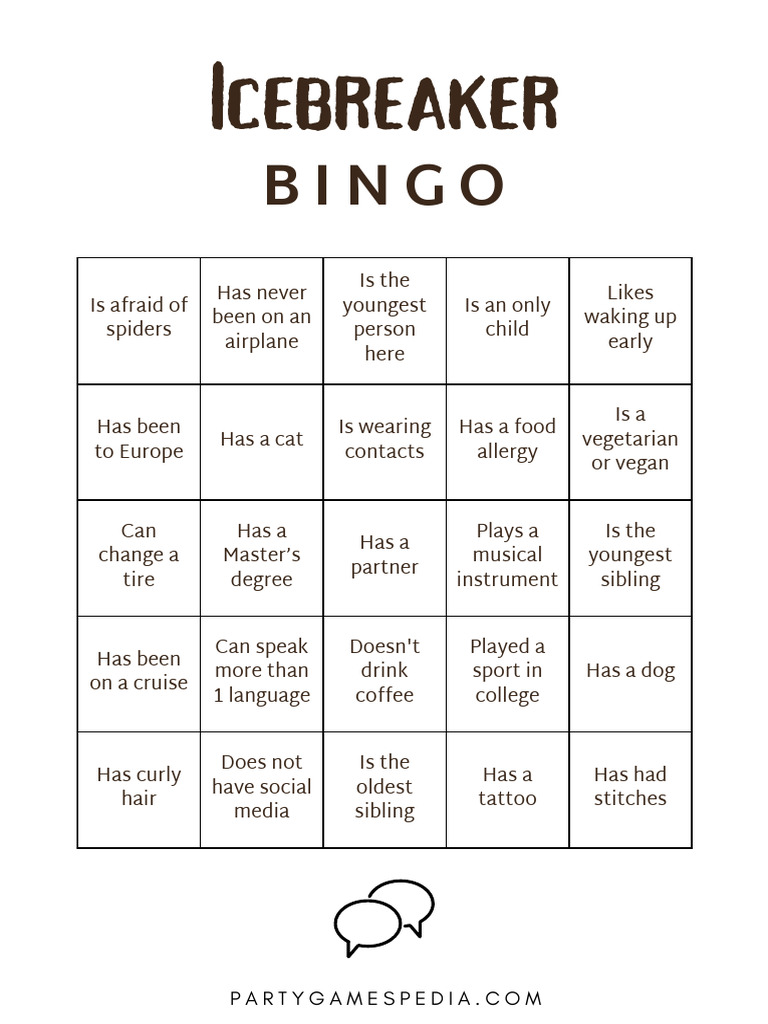 Icebreaker Bingo Card 1 PDF | PDF