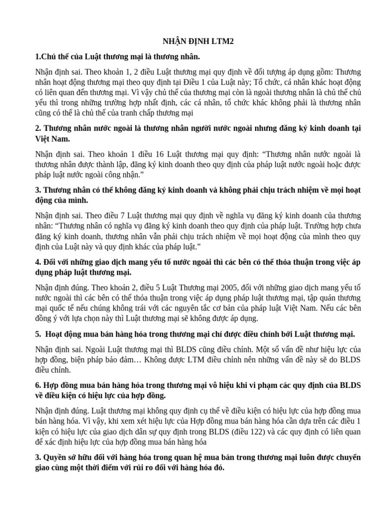 NHẬN ĐỊNH LTM2 | PDF