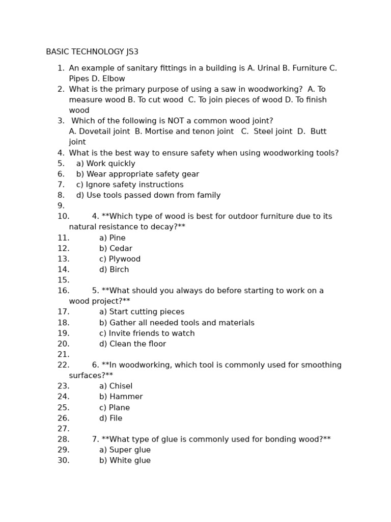 Basic Technology | PDF | Woodworking | Wood
