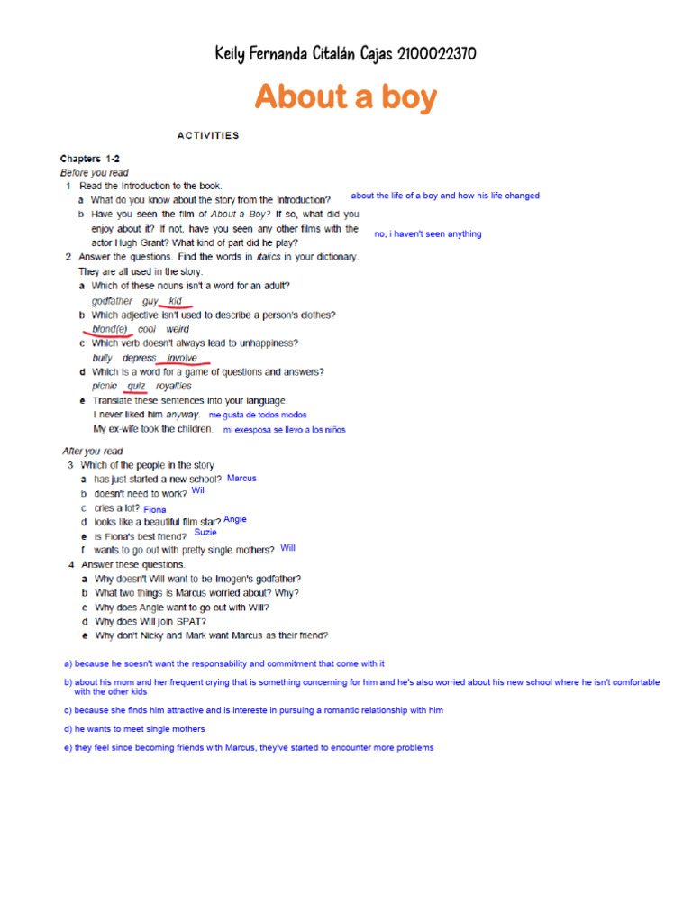 About A Boy Activities | PDF