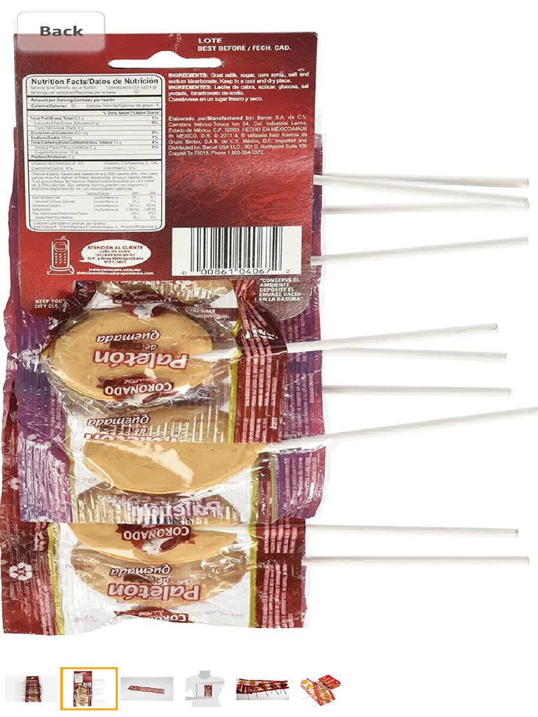 Coronado Paleton de Cajeta Quemada Mexican Goat Milk Candy Lollipops 10 ...