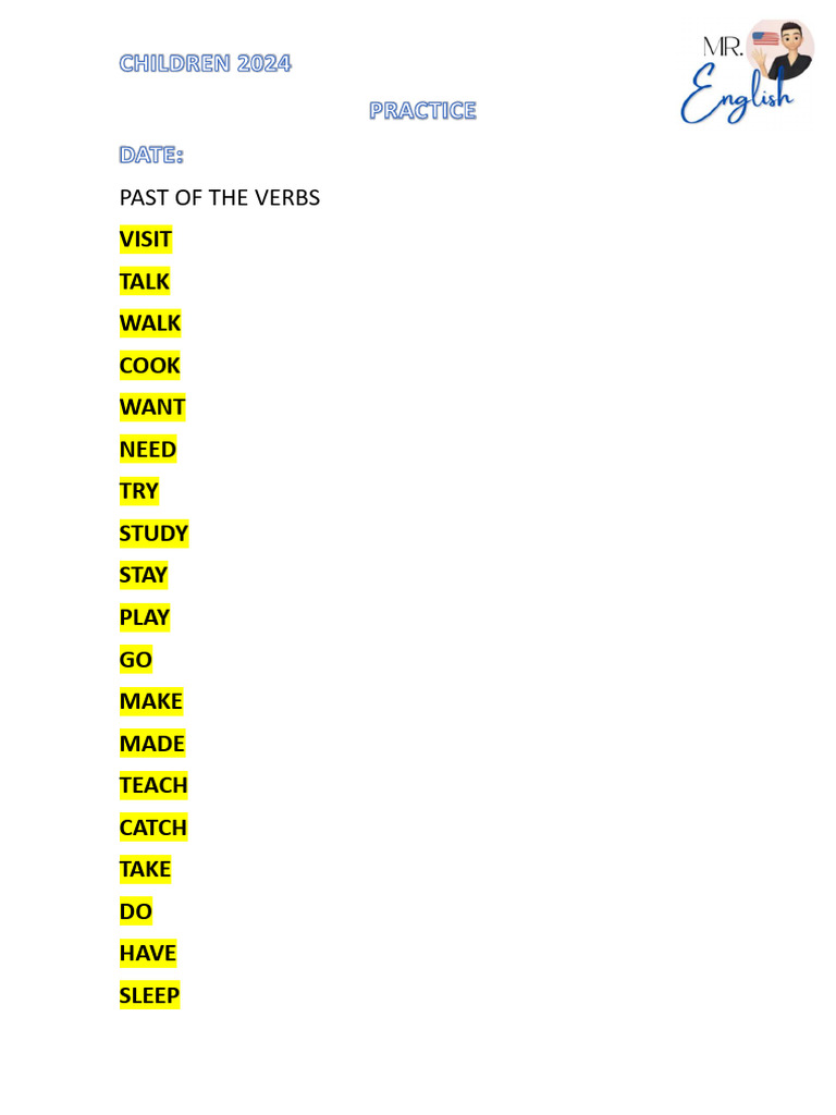 Past Tense Verbs Practice Worksheet | PDF