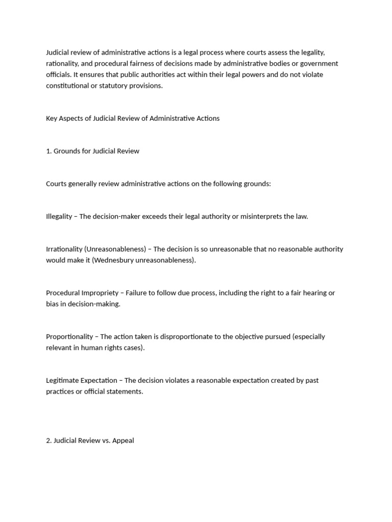 Judicial Review of Administrative Actions Is A Legal Process Where ...