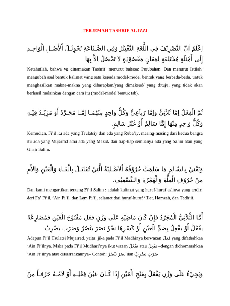 4.2. Terjemah Tasrif 'Izzi | PDF