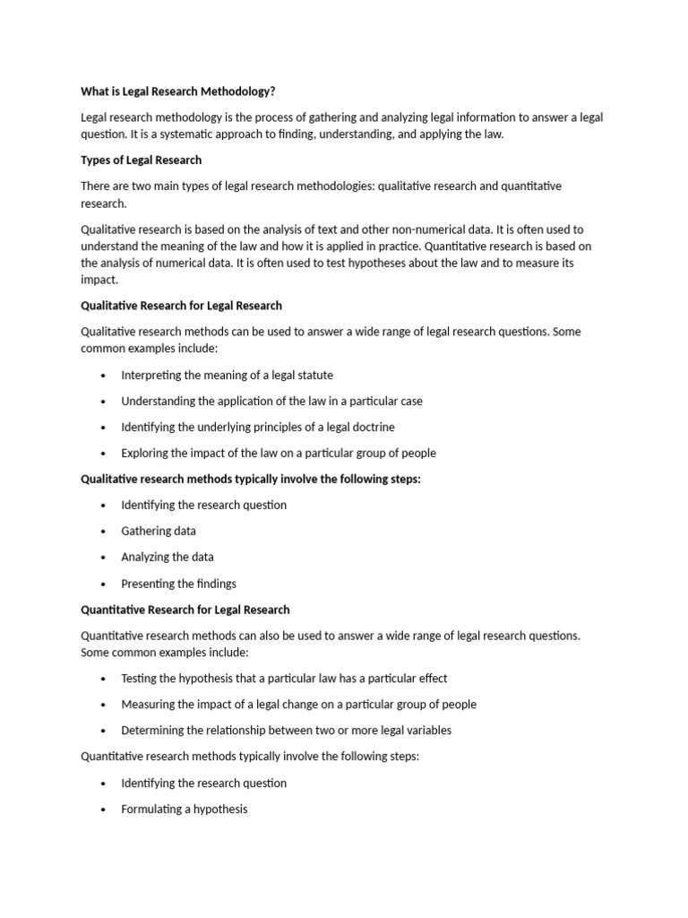 What is Legal Research Methodology | PDF | Methodology | Quantitative ...