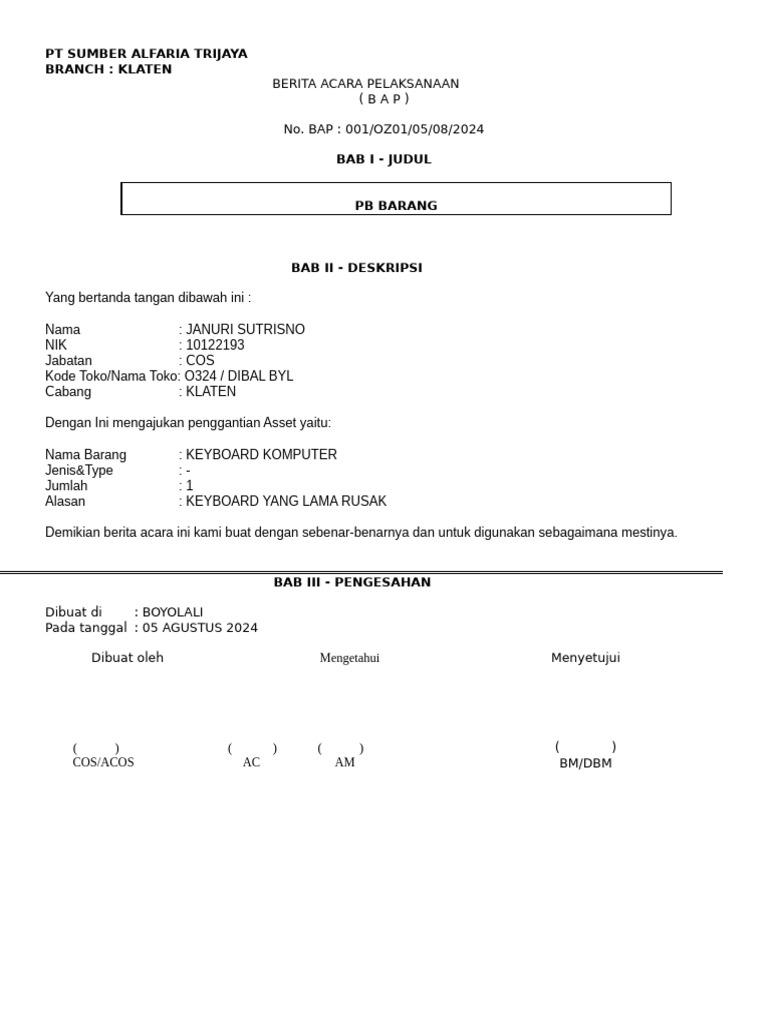 CONTOH BAP PB | PDF