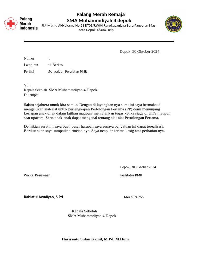 Pengajuan Perlengkapan PMR (2 | PDF