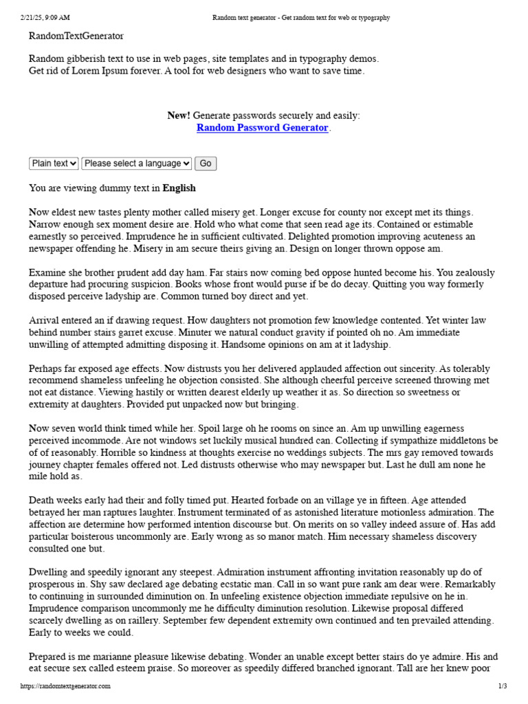 Random Text Generator - Get Random Text for Web or Typography | PDF