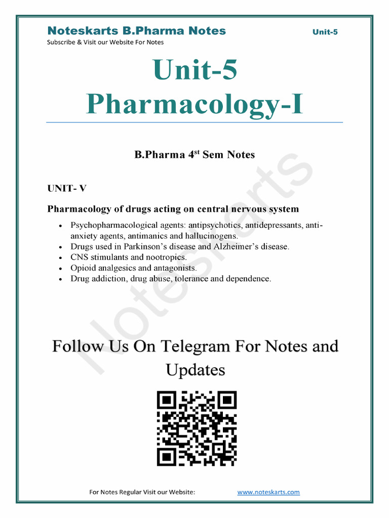 UNIT 5 B.Pharma 4th Sem Pharmacology 1 by | PDF