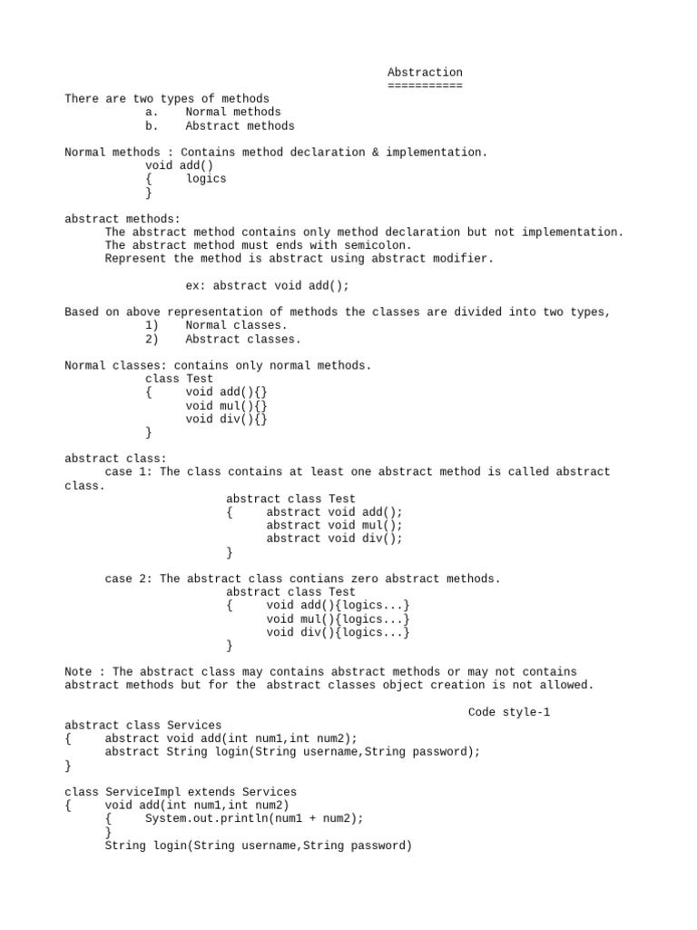 Abstraction | PDF | Class (Computer Programming) | Method (Computer ... Abstraction | PDF | Class (Computer Programming) | Method (Computer ...