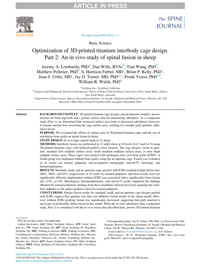 Optimization of 3d-Printed Titanium Interbody Cage Design. Part 2: An ...