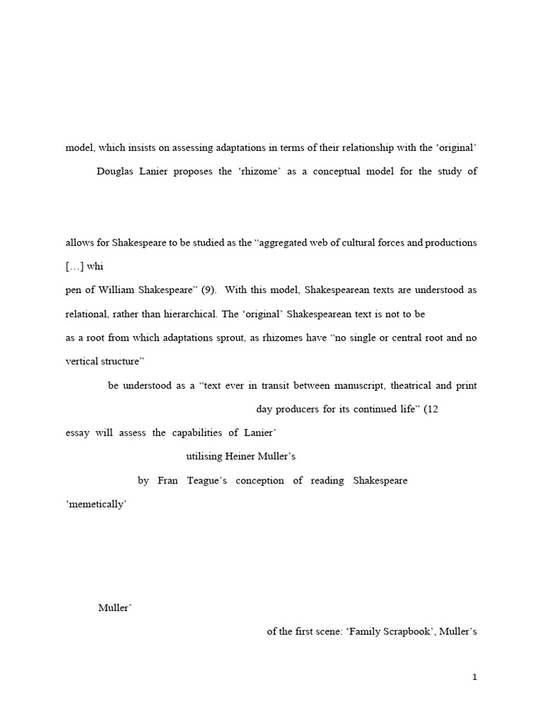 Brave New Forms - Rhizomatic Shakespeare and The Critical Frontiers of ...