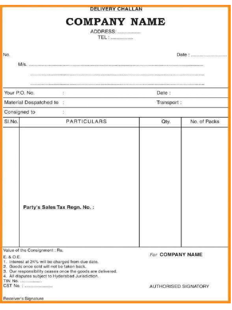 Delivery Challan Format | PDF