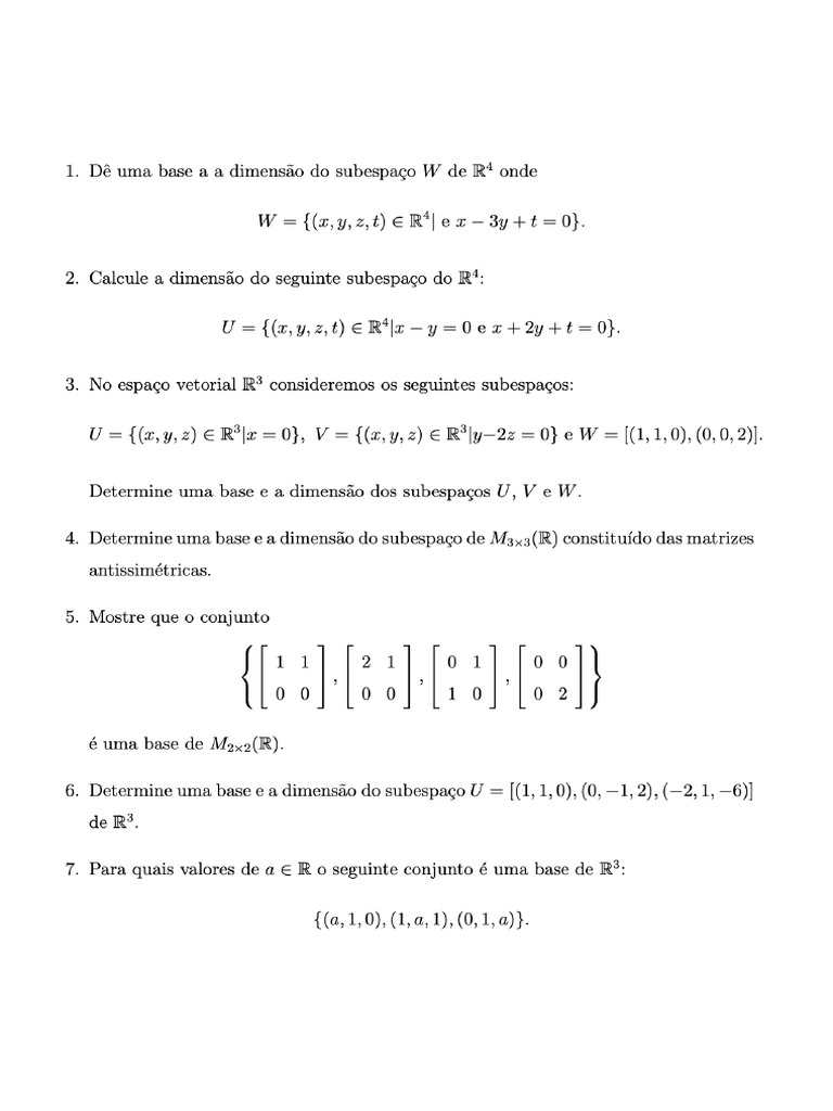 Exercício Algebra Linear | PDF