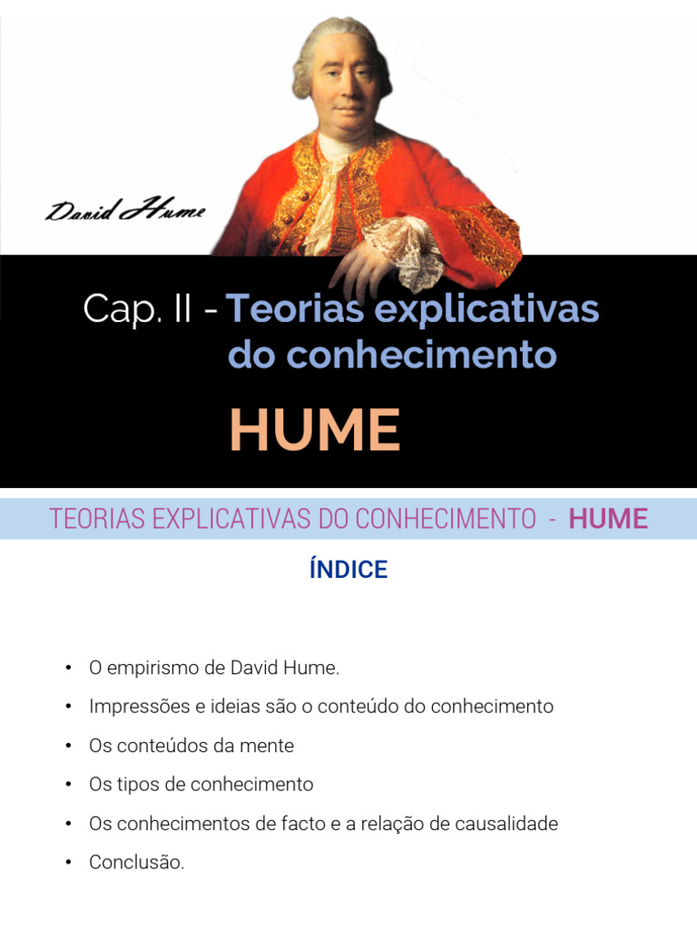 UNIDADE 2 - Cap II - Teorias Explicativas Do Conhecimento - Hume ...