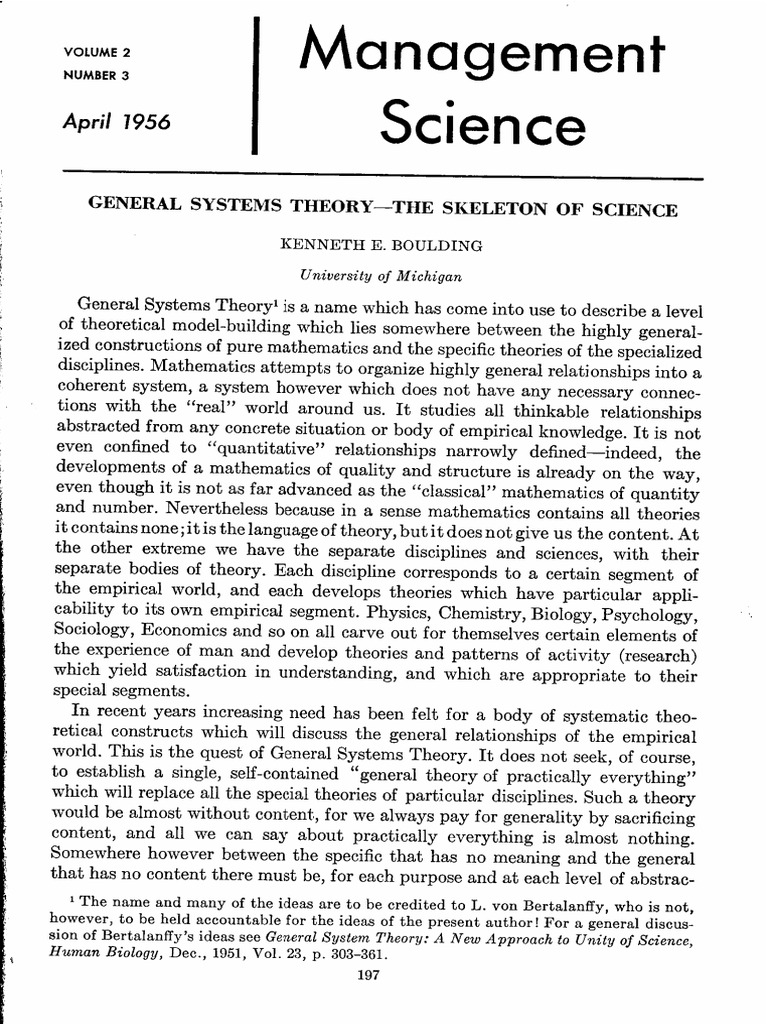 General Systems Theory-The Skeleton of Science-1956 | PDF