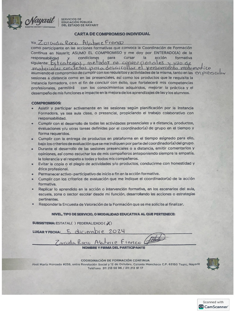 Carta Compromiso | PDF