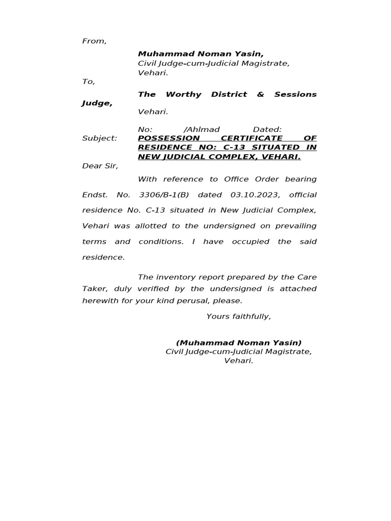 Possession Certificate C-13 | PDF