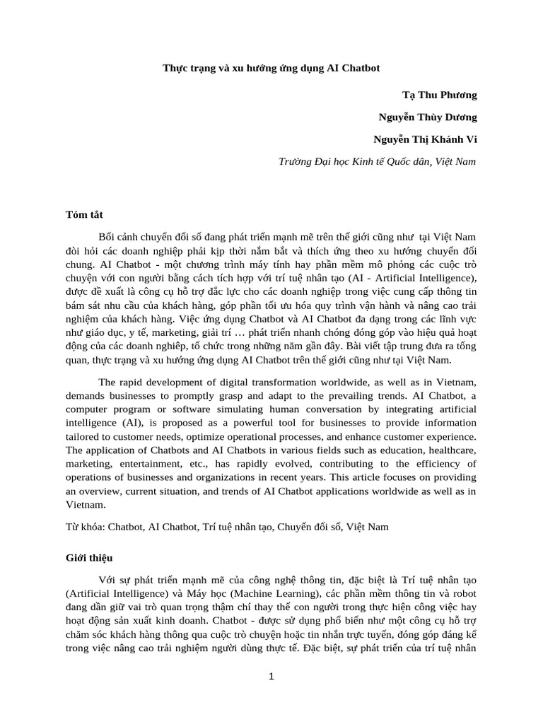 4.4.2024 - AI Chatbot TH C TR NG Và Xu Hư NG NG D NG | PDF