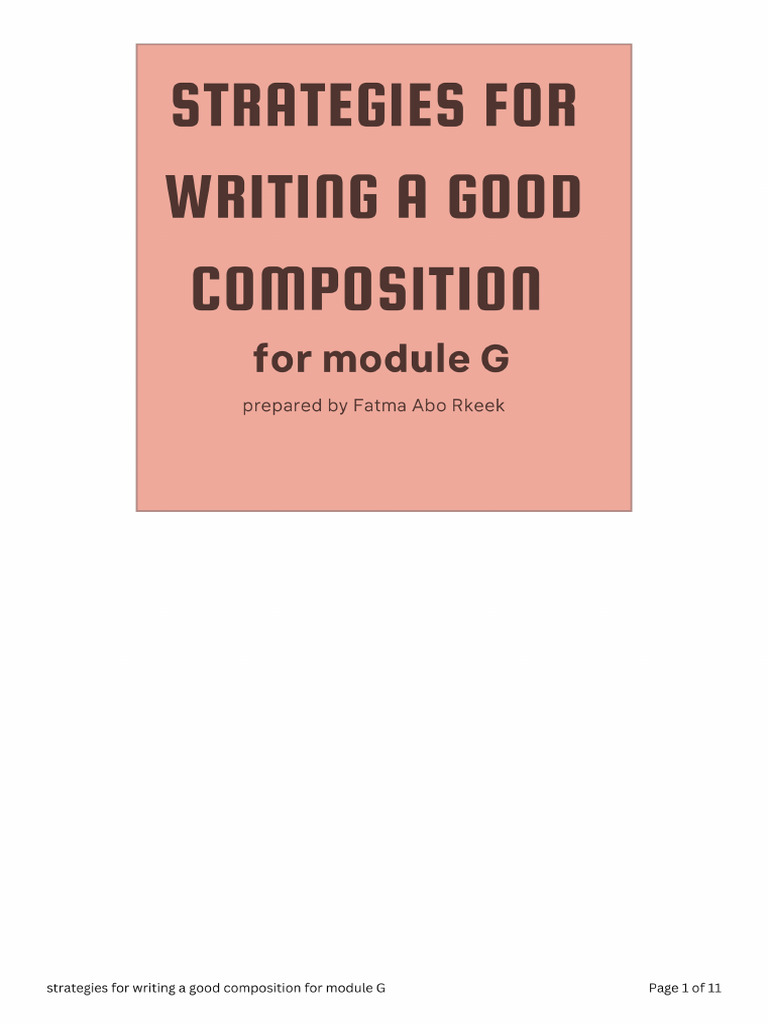 Strategies For Writing A Good Composition For Module G | PDF