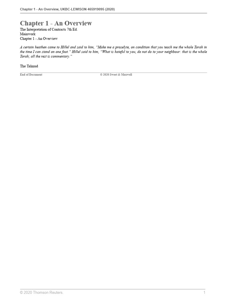 Lewison The Interpretation of Contracts - 7th Ed | PDF