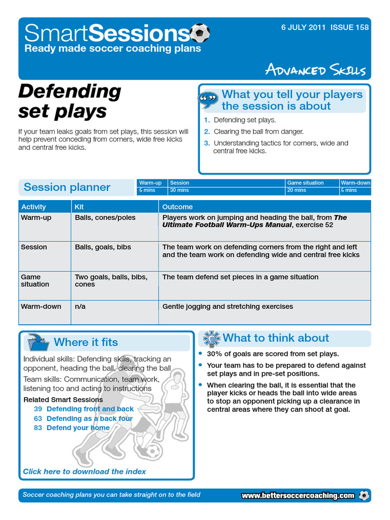 Defending Set Plays in Soccer Training | PDF | Athletic Sports | Ball Games