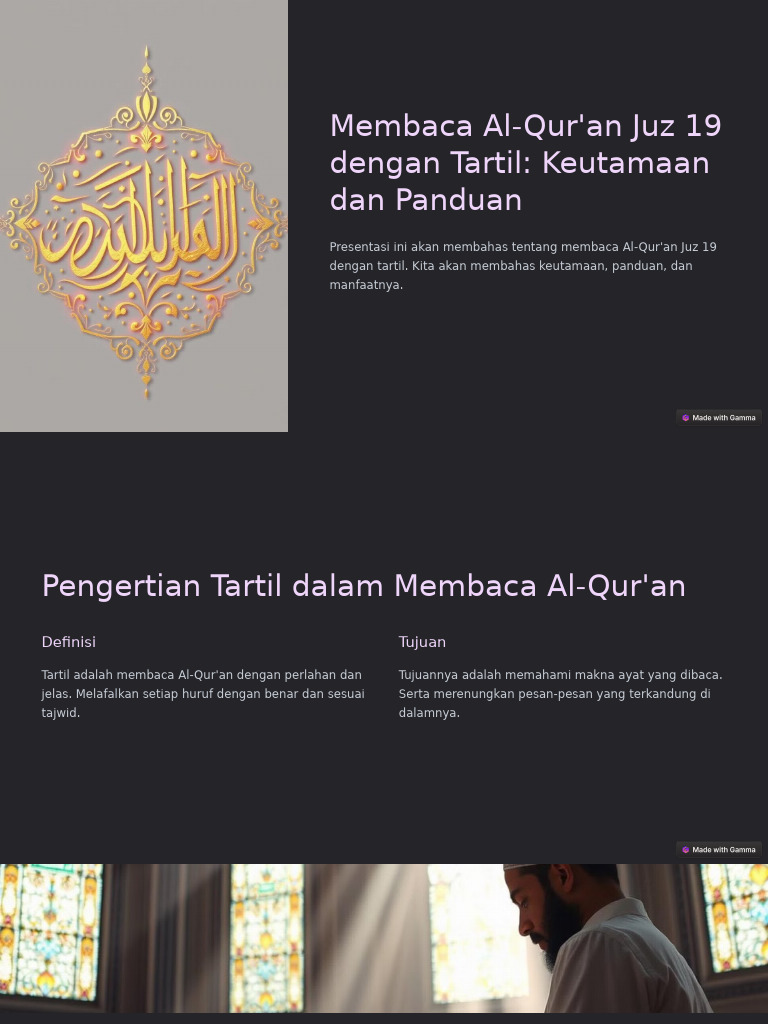 Membaca Al Quran Juz 19 Dengan Tartil Keutamaan Dan Panduan | PDF