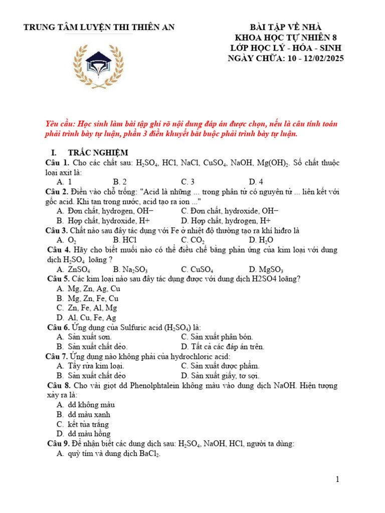 Btvn Khtn 8 Lhs 10-12-02 | PDF