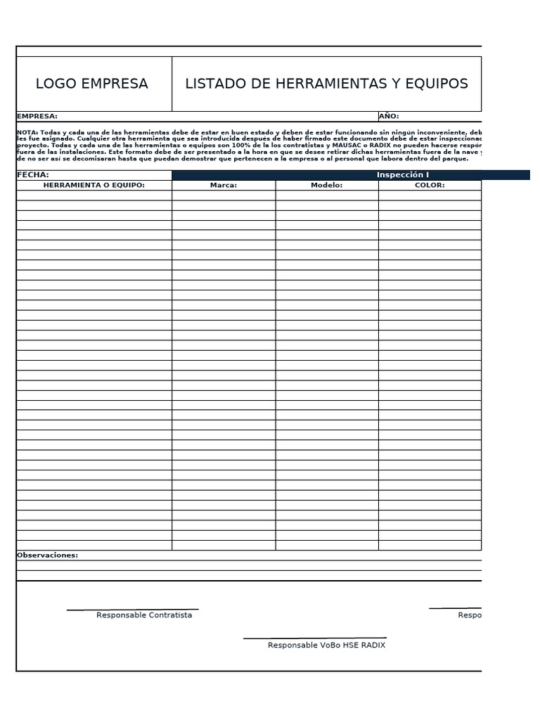 Ingreso y Salida de Herramientas | PDF
