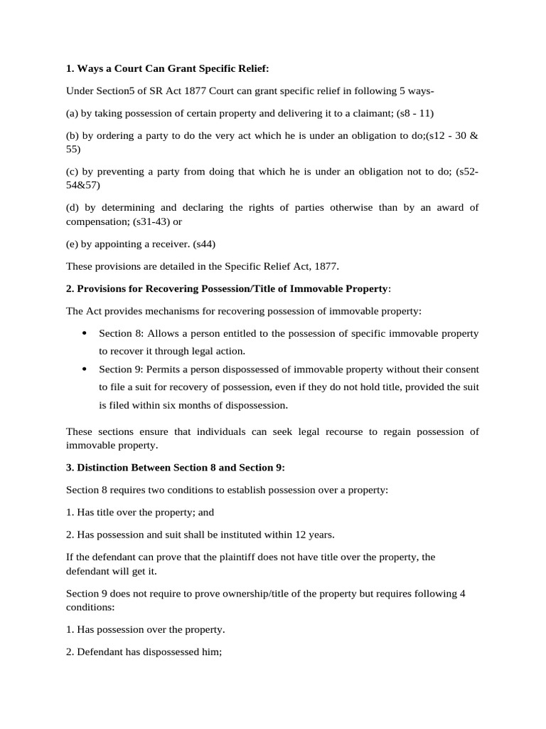 1 | PDF | Specific Performance | Legal Remedy