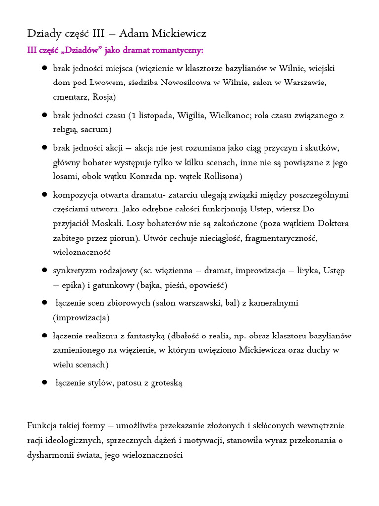 Dziady Krótka Notatka | PDF
