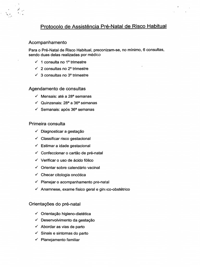 Protocolo de Assistência Pré-Natal de Risco Habitual - PDF Adobe | PDF ...