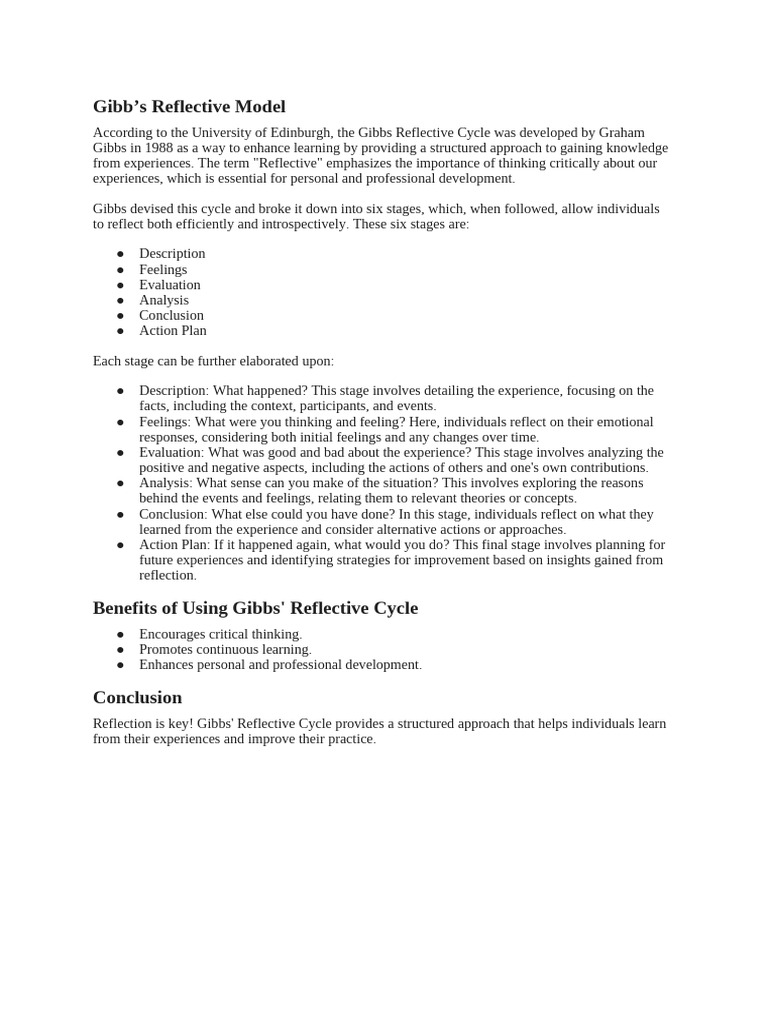 Gibb's Reflective Model | PDF