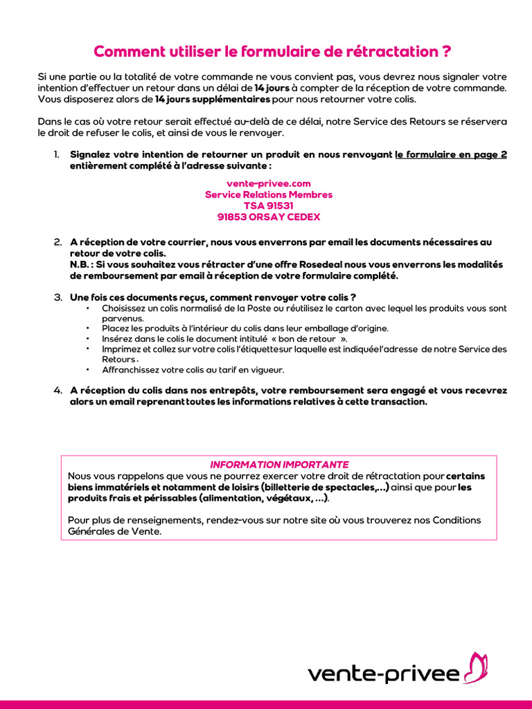 Formulaire de Retractation | PDF